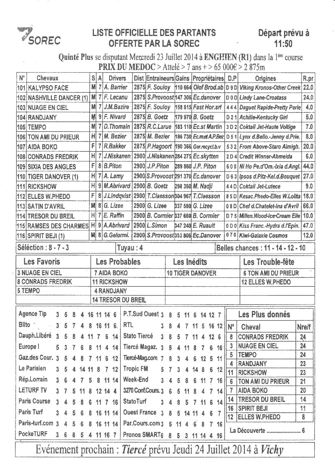 Jeudi 24 juillet 2014